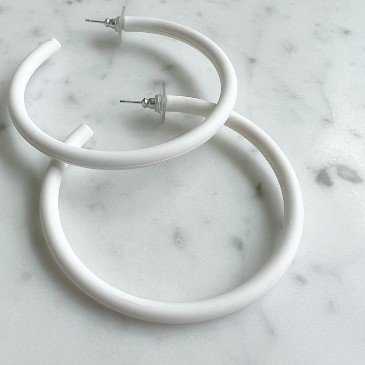 Captiva White Large Hoop Earrings – BelleStyle